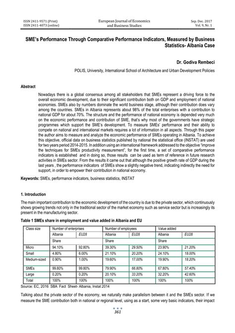 Pdf Smes Performance Through Comparative Performance Indicators