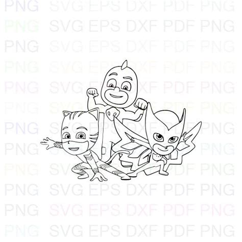 Pj Masks Silhouettes Outline Svg Stitch Silhouette Etsy The Best Porn