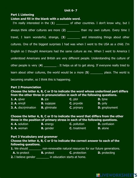 unit 6 7 no 1 45m worksheet live worksheets