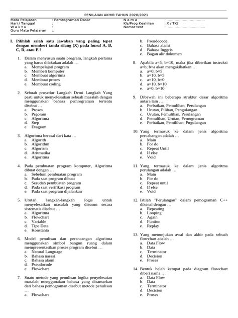 Soal Pemrograman Dasar Pdf