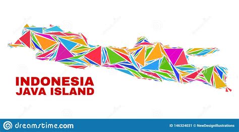 Java Island Map Mosaic Of Color Triangles Stock Vector Illustration Of Design Composition