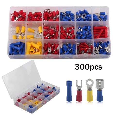 300Pcs Box 18 Types Insulated Electrical Wire Terminals Crimp