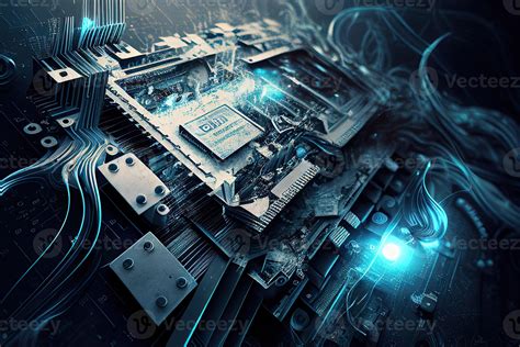 Technology Background Blue Glow Light Abstract Digital Graphic Design Wallpaper CPU Or GPU