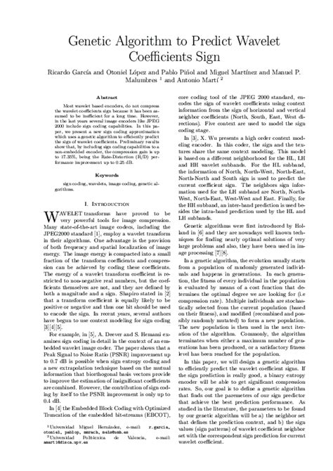 pdf genetic algorithm to predict wavelet coefficients sign