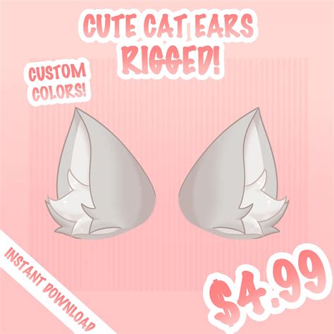 Hq Cute Rigged Cat Ears Asset Vtuber Accessory Rigged Vtuber Head Item Ready To Use Vtuber