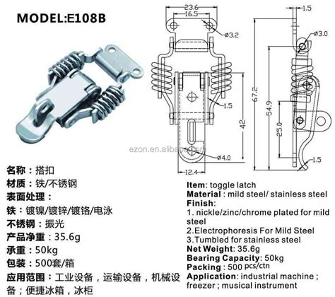 Tool Box Stainless Steel Spring Loaded Toggle Latch Adjustable Metal Spring Toggle Latch Hasp