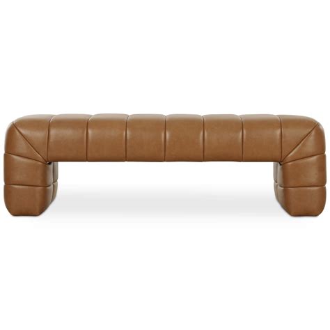 Verity Leather Bench Tan High Fashion Home