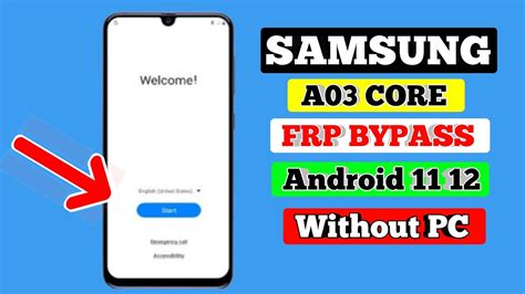 Samsung A03 Core FRP Bypass Android 11 12 Without Pc SM A032F Remove