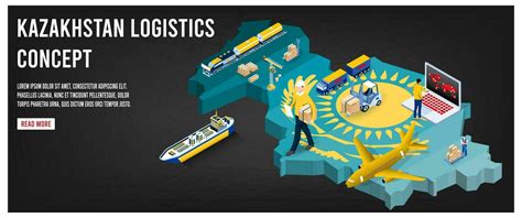 Modern Isometric Concept Of Kazakhstan Transportation With Global