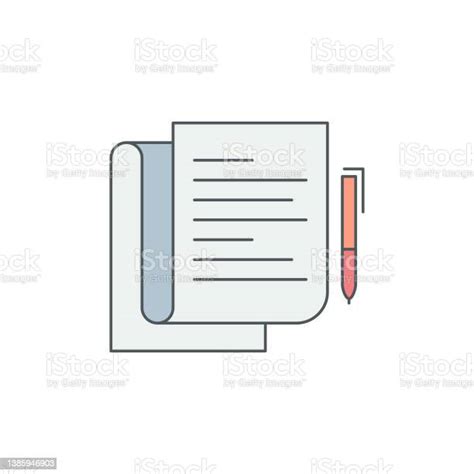 편집 가능한 스트로크로 평면 선 아이콘을 이해하는 각서 문서에 대한 스톡 벡터 아트 및 기타 이미지 문서 서류 작성 서류