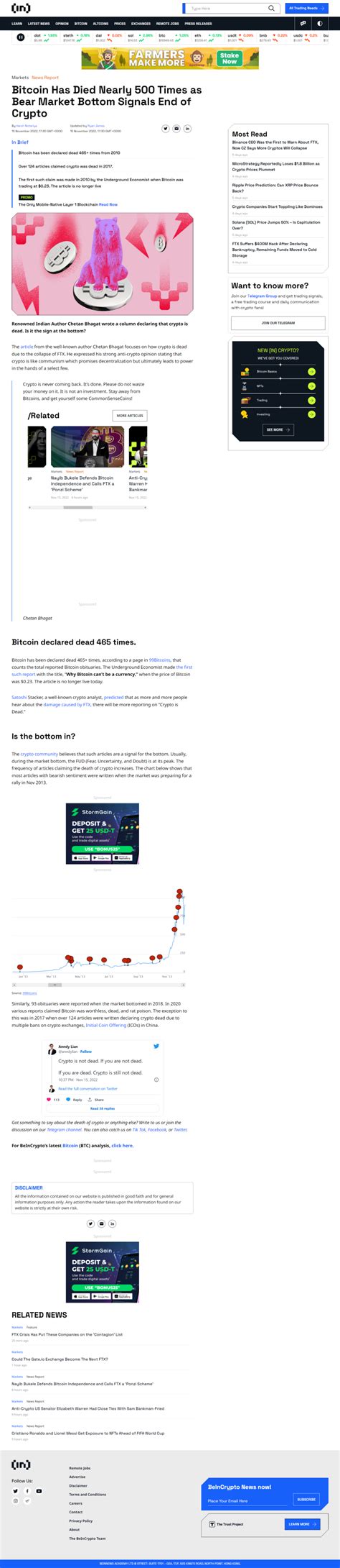 Bitcoin Has Died Nearly 500 Times As Bear Market Bottom Signals End Of