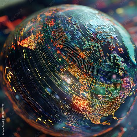 Global Data Visualization Digital World Infographic Technology Night View Insight Into