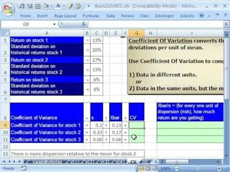 How To Calculate The Coefficient Of Variation CV In Excel Microsoft