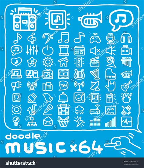 Hand Drawndoodle Music Icon Set Stock Vector Royalty Free 87009161