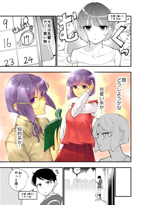 漫画「高身長後輩♀と低身長の先輩♂が私服デートする話」まとめ