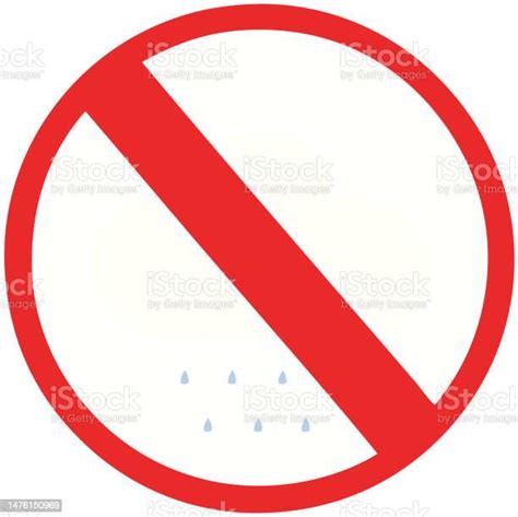 Dessin Animé Rétro Couleur Plat Dun Panneau Sans Pluie Autorisée