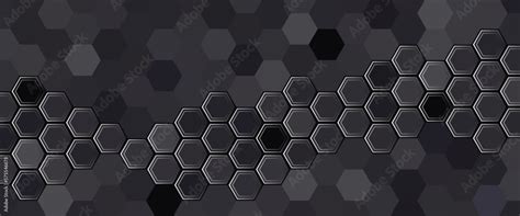 Black Geometric Hexagonal Abstract Background Luxury Hexagonal Black Metal Background Surface