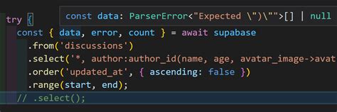 ParseError Expected Supabase Discussion 10117 GitHub
