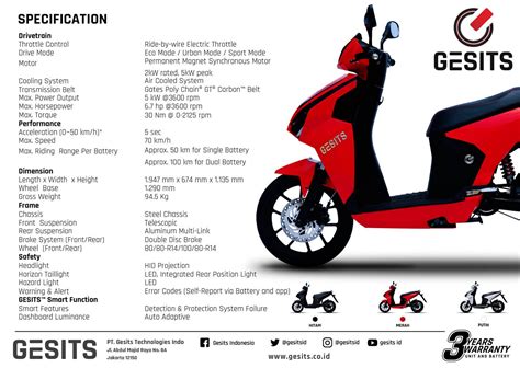 Spesifikasi Motor Listrik Gesits Blog Otomotif
