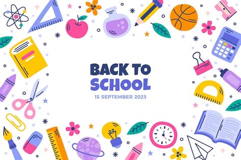 학교 시즌으로 돌아가기 위한 플랫 배경 무료 벡터