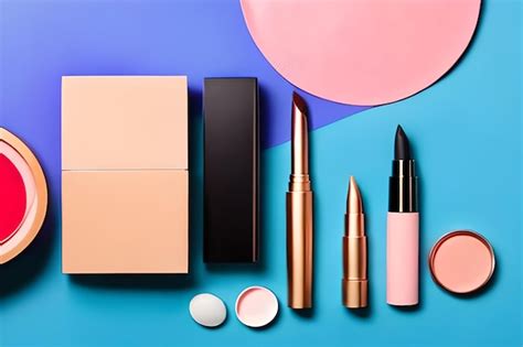 Premium Photo Blank Space For Text With Cosmetics Surrounding Color Background