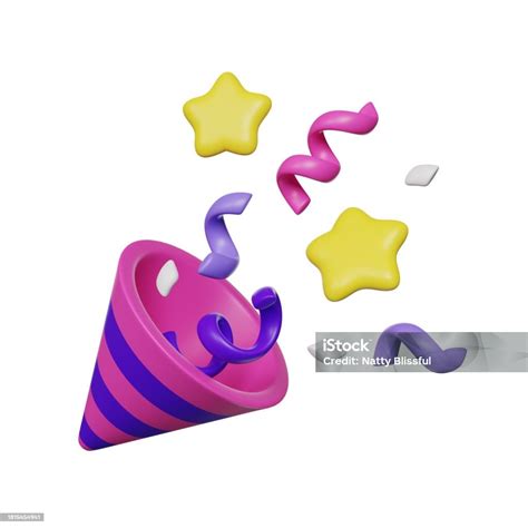 색종이 파티 포퍼 또는 축하 대포 3d 렌더링 아이콘 가득 찬에 대한 스톡 사진 및 기타 이미지 가득 찬 공휴일 기념일 Istock