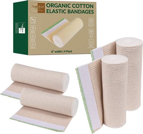 Nexskin Organic Cotton Elastic Bandage Wrap 6 Wide 4 Pack Hook