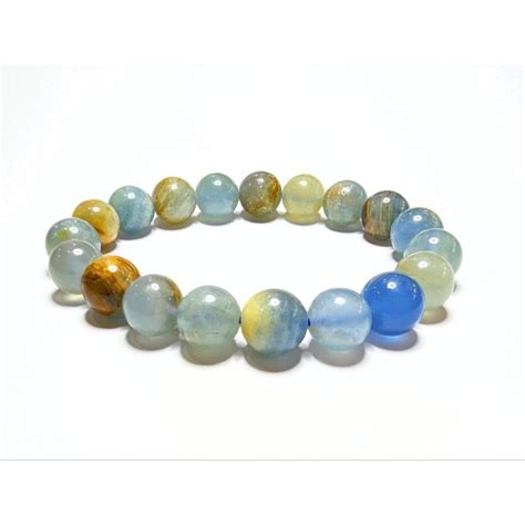 Aquatine Calcite Argentinian Blue Onyx Gemstone Bracelet Gems