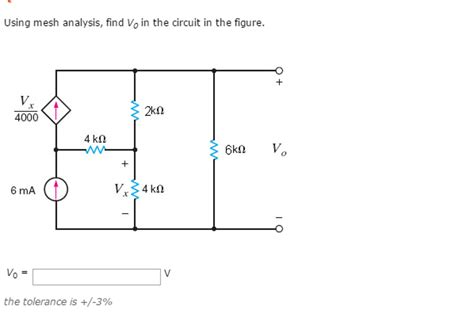 Solved Using Mesh Analysis Find V In The Circuit In The Chegg