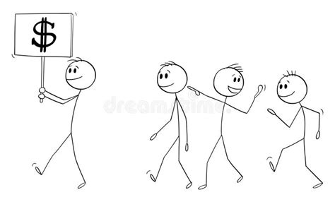 How To Earn Money Follow Success Vector Cartoon Stick Figure