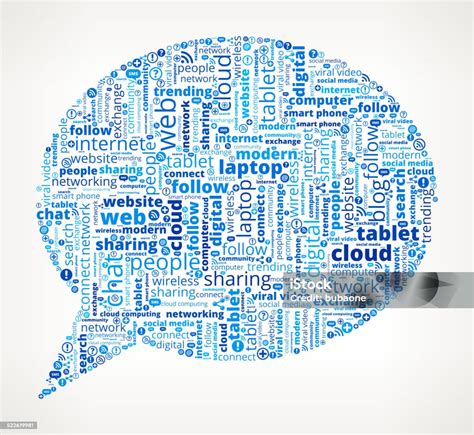 챗 풍선말 첨단 통신 및 클라우드 기술 단어 감탄에 대한 스톡 벡터 아트 및 기타 이미지 감탄 검색 공유 개념 Istock