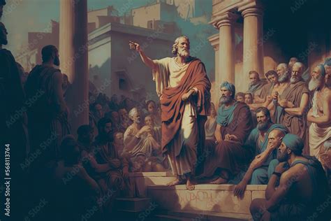 The Philosopher Socrates Preaching His Philosophy In The Streets Of