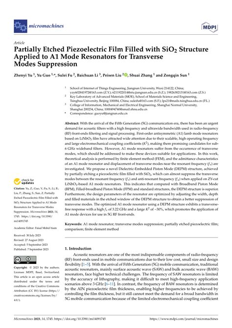 Pdf Partially Etched Piezoelectric Film Filled With Sio2 Structure