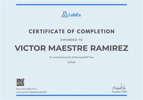 Linux Certificate Of Completion Labex Certificate Pdf
