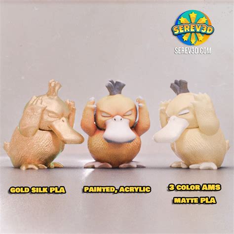 Realistic Psyduck Flexi Pokémon Keychain 3d Stl 3mf