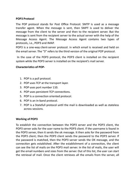 Pop3 Explain What Is Pop3 Protocol Its Characteristics Features