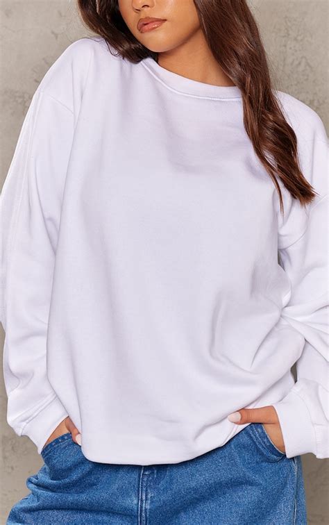 White Oversized Fitting Sweatshirt Prettylittlething
