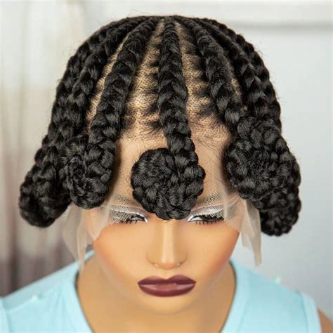 Short Braided Wigs Synthetic Lace Front Knotless Box Braided Wigs For