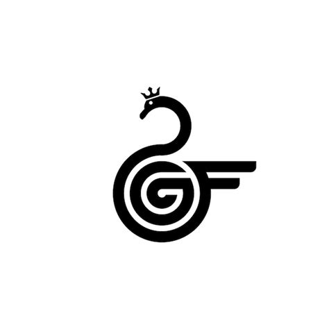 백조 선 스타일 로고 아이콘 디자인 서식 파일 프리미엄 벡터