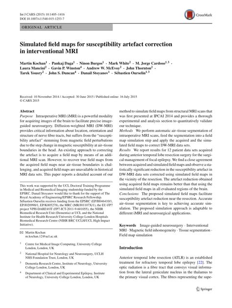 Pdf Simulated Field Maps For Susceptibility Artefact Correction In Interventional Mri