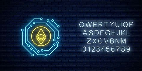 Premium Vector Neon Ethereum Currency Sign With Electronic Circuit