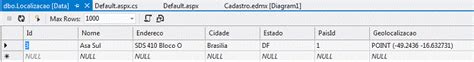 ASP NET Salvando a posição geográfica atual no SQL Server Entity