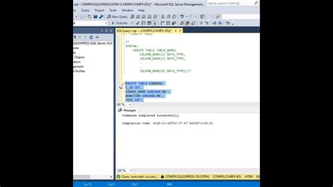 Create And Retrieve Table In Sql Server Sql Sqlserver Database Hitmi Youtube