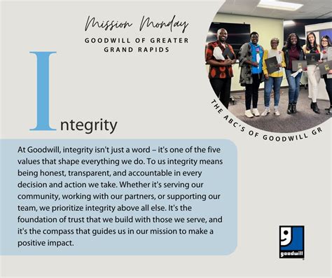 Goodwill Goodwillgr Values Integrity Missionmonday Goodwill Of Greater Grand Rapids