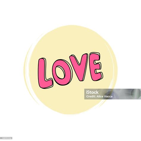 사랑스러운 단어와 귀여운 로고 또는 아이콘 벡터 브러쉬 질감과 원에 그림 소셜 미디어 이야기와 하이라이트 1960 1969 년에 대한 스톡 벡터 아트 및 기타 이미지