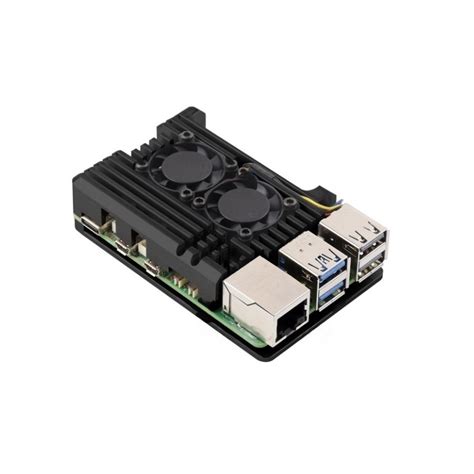 Waveshare Aluminium Alloy Case For Raspberry Pi 5 Dual Cooling Fans