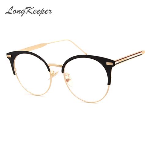 Longkeeper Fashion Women Brand Designer Cats Eye Glasses Half Frame Cat Eye Glasses Women