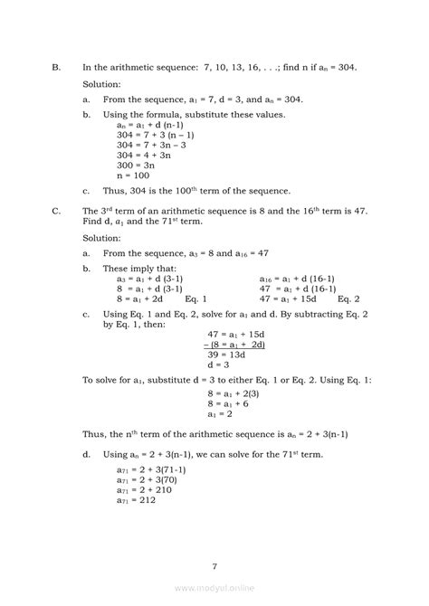 Math 10 Module 3 Arithmetic Means And NthTerm Of An Arithmetic