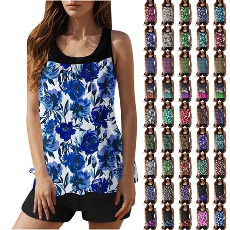 Jsaierl 2 Piece Tankini Bathing Suits For Women Blouson Swim Tops