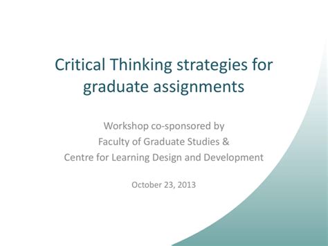 Assignment Design For Critical Thinking
